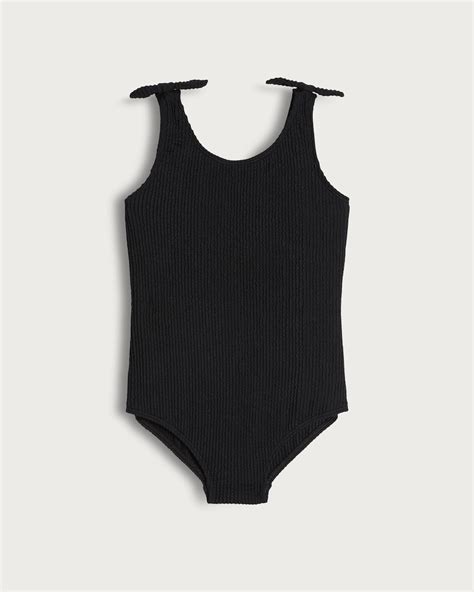 Fandf Girls Textured Swimsuit In Black Tesco Groceries