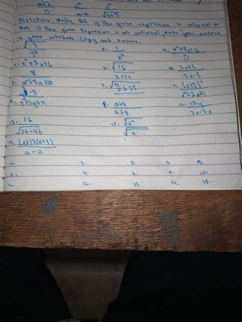 Direction Write Re If The Given Expression Is Rational Or Not If The Giv