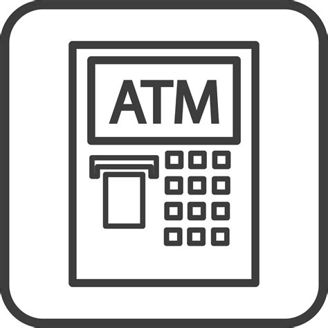 Atm Icon In Thin Line Black Square Frames 27254592 Png