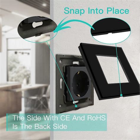 Socket 1 Compartment Flush Mounted Socket Black Crystal Glass Wall