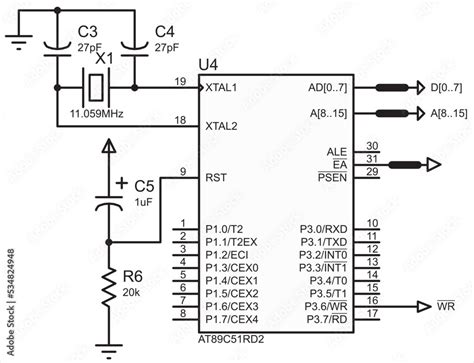Vector Electrical Circuit With Microcontroller Resistor Capacitor