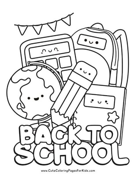 Kindergarten School Supplies Coloring Pages Back To School Free