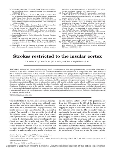 Pdf Strokes Restricted To The Insular Cortex