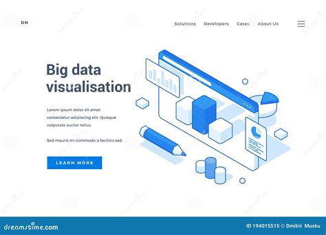 Web Banner For Big Data Visualization Service Stock Vector Illustration Of Page Graph 194015515