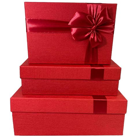Red Rectangular T Box Set Of 3 Lo Florist Supplies