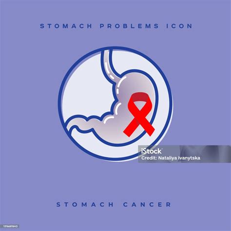 위장 문제 아이콘입니다 위암 엠블럼 원의 선형 아이콘입니다 건강관리와 의술에 대한 스톡 벡터 아트 및 기타 이미지 건강관리와 의술 과학 디자인 Istock