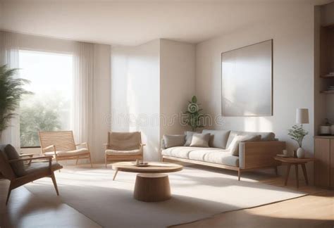 A Modern Minimalist Living Room With Clean Lines Stock Illustration