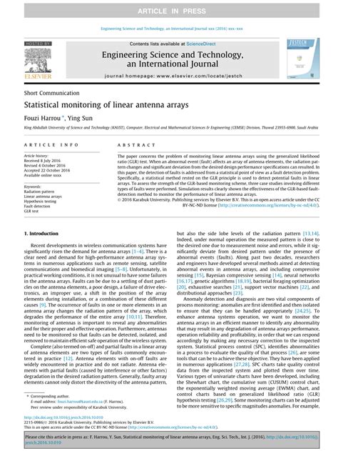Pdf Statistical Monitoring Of Linear Antenna Arrays