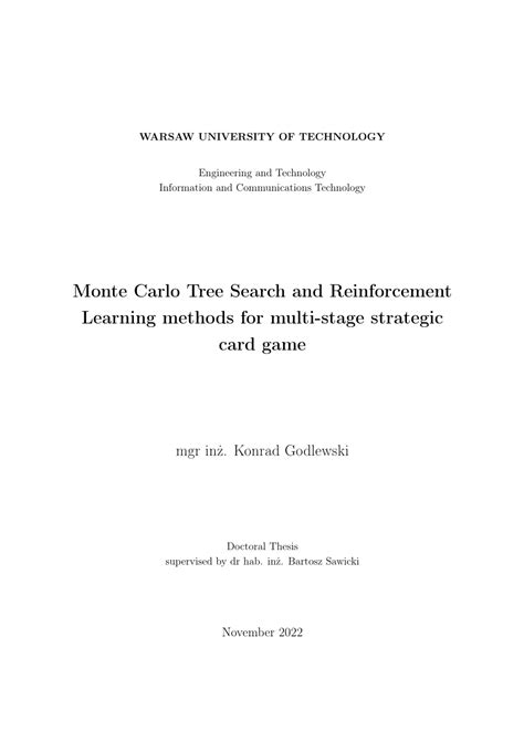 Pdf Monte Carlo Tree Search And Reinforcement Learning Methods For