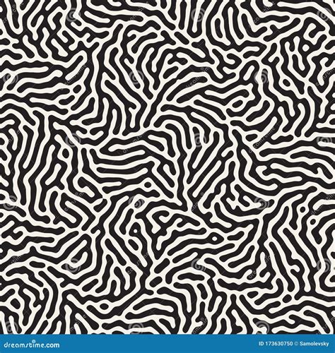 Vector Seamless Pattern Monochrome Organic Shapes Texture Abstract Rounded Messy Lines Stylish