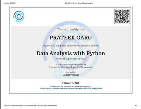 Dataanalysis Python Datascience Ibm Cognitiveclass Ai Prateek Garg