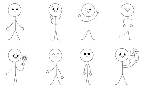 Draw Stickman Or Stick Figure Vector Art Line Art By Pakgraphics80