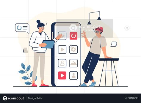 Best Developer Team Working On Mobile Ui Illustration Download In Png