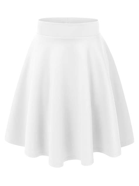 Womens Basic Versatile Stretchy Flared Casual Skater Skirtwhite Xxl