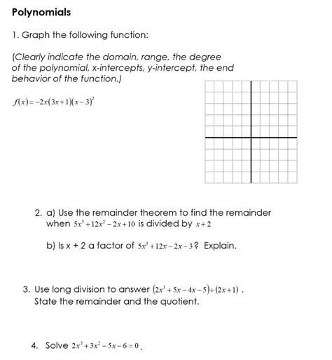 Solved Polynomials 1 Graph The Following Function Clearly