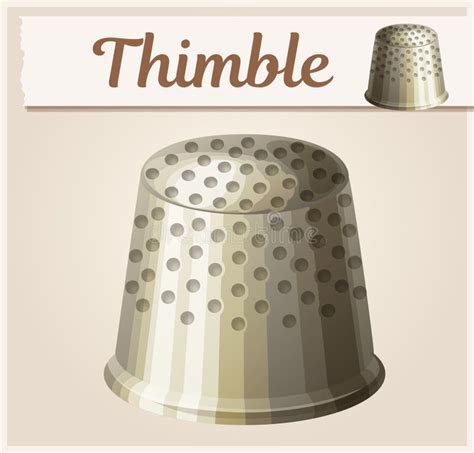 Thimble Vector Icon Tailor Tool Cartoon Illustration Sewing Supply