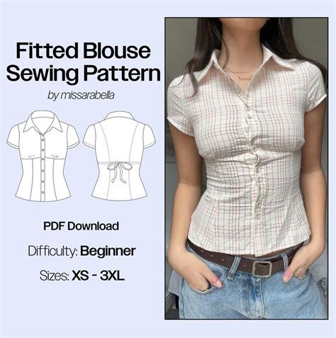 Fitted Blouse Sewing Pattern Button Up Blouse Sewing Pattern Sizes Xs 3xl Etsy
