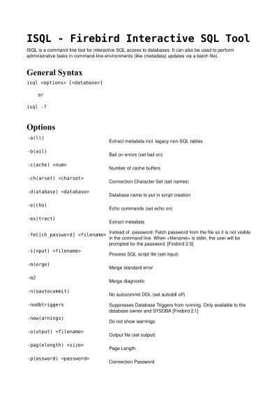ISQL Firebird Interactive SQL Tool