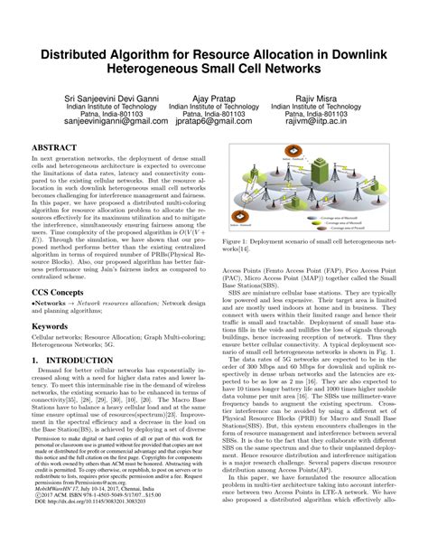 pdf distributed algorithm for resource allocation in downlink