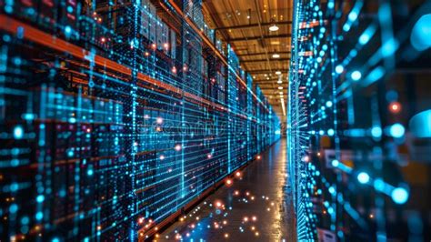 Cutting Edge Data Center Server Room With Futuristic Digital