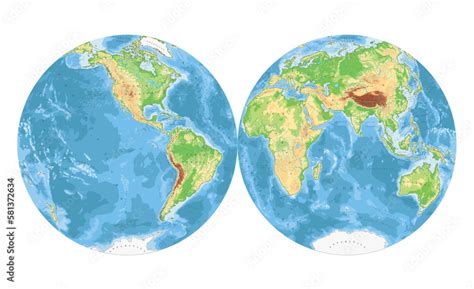 Highly Detailed Physical World Map In Globe Shape Of Earth Nicolosi