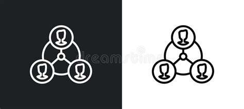 People Connection Outline Icon In White And Black Colors People