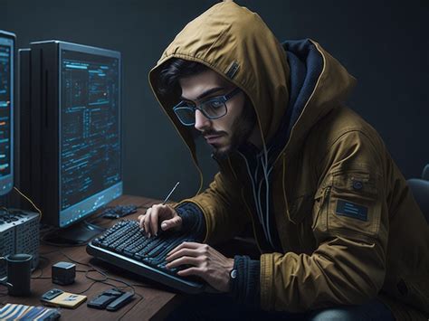 Premium Ai Image Smart Male It Programer Working On Desktop Computer In Data Center System