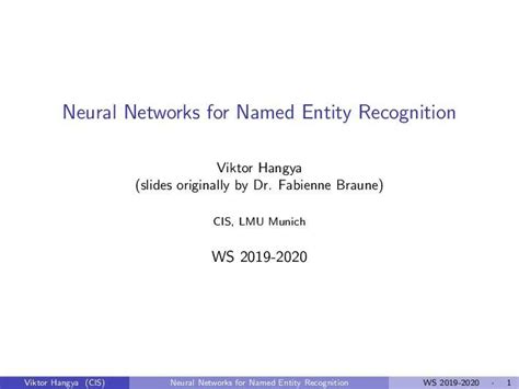Pdf Neural Networks For Named Entity Recognitionfraserinformation