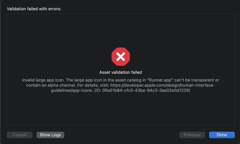 asset validation failed apple developer forums