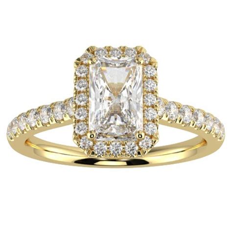 1ct Radiant Cut Gh I1 Natural Diamond Halo Engagement Ring 14k White