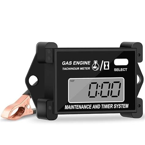 Digital Tachometer Small Engine Tach Hour Meter Inductive Tacho Gauge Total Time Job Timer
