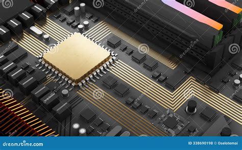 Central Processing Unit Set Black And White Vector Illustration 235076704