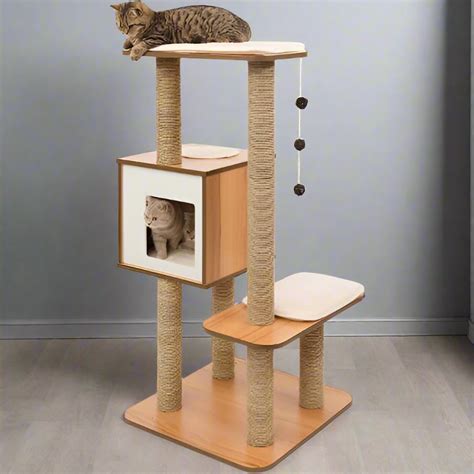 Vesper Cat Tree Scratching Post With Condo Walnut Furniture Hog