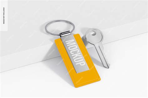 Premium Psd Rectangular Keychain Mockup Leaned