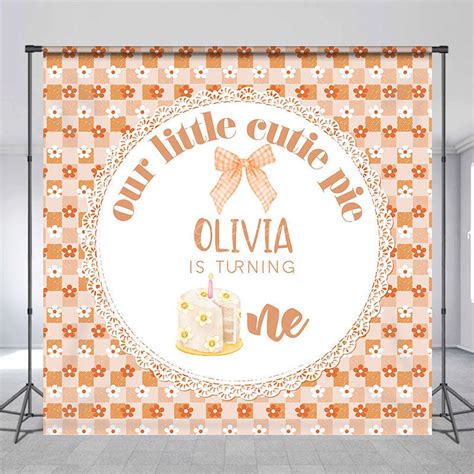 Custom Plaid Floral Cutie Pie 1st Birthday Backdrop Lofaris