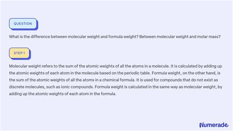 Solvedwhat Is The Difference Between Molecular Weight And Formula