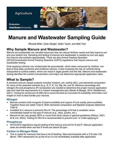 Manure And Wastewater Sampling Guide By Utah State University Extension