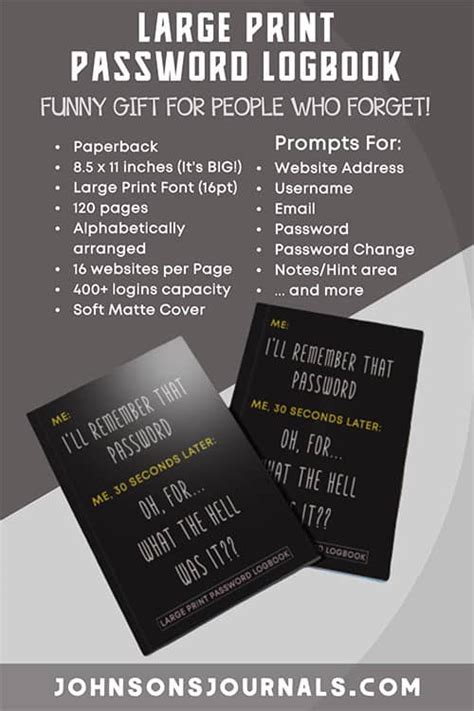 Forgot My Password Book Large Print Internet Log Book 85 X 11