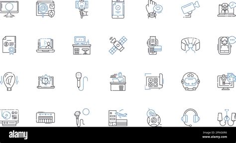electronics manufacturing line icons collection assembly circuitry soldering microchips