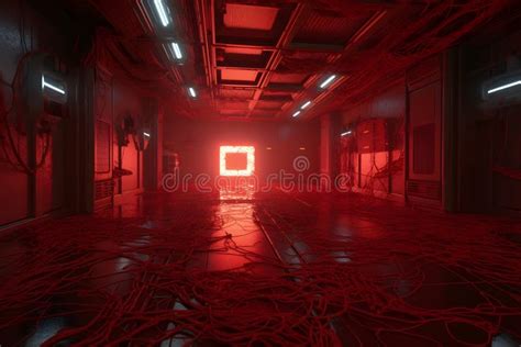 Data Processing Center Server Room In Red Light Stock Image Image Of
