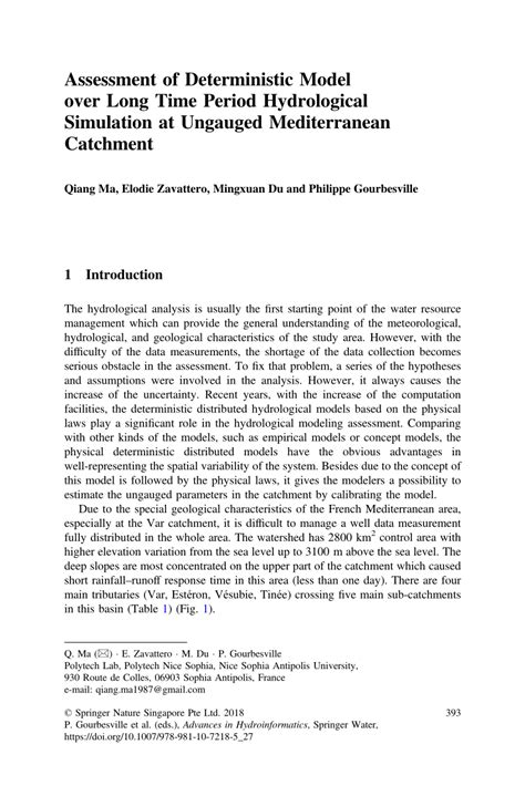Pdf Assessment Of Deterministic Model Over Long Time Period Hydrological Simulation At