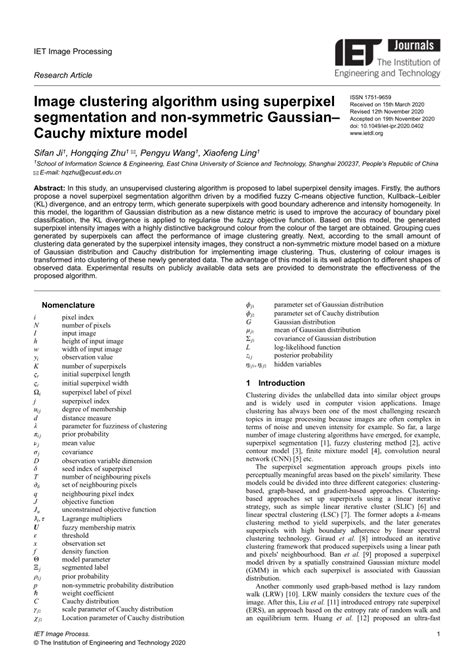 Pdf Image Clustering Algorithm Using Superpixel Segmentation And Non Symmetric Gaussiancauchy