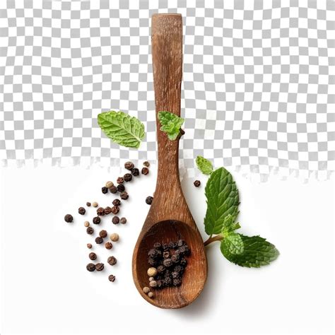 Premium Psd A Spoon With A Spoon And A Spoon With A Green Leaf On It