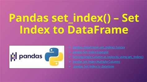 Pandas Setindex Set Index To Dataframe Spark By Examples
