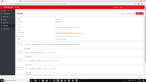 Sql Using Oracle Live Sql Csveda