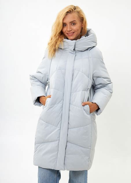 Жіночий пуховик куртка пальто біо пух з капюшоном зимовий Towmy 2809 50 блакитний 28092 от