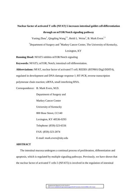 Pdf Nuclear Factor Of Activated T Cells 5 Increases Intestinal Goblet Cell Differentiation