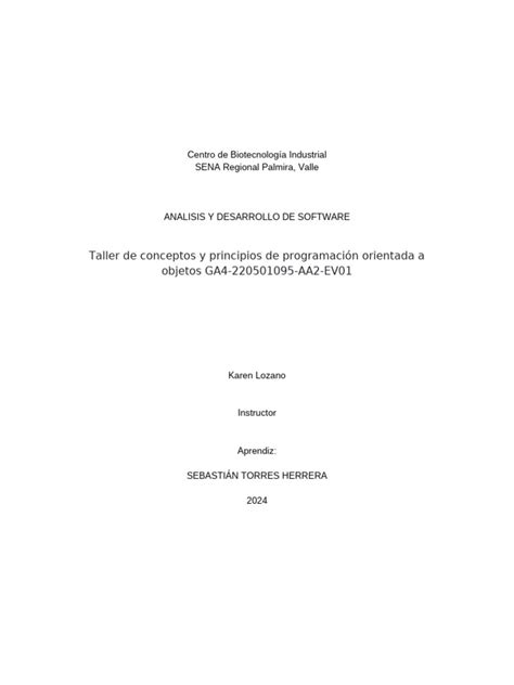 Taller De Conceptos Y Principios De Programación Orientada A Objetos Ga4 220501095 Aa2 Ev01