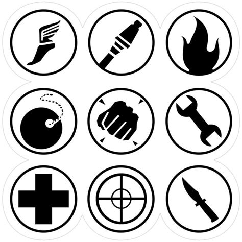 Team Fortress 2 Class Icons Black Sticker Team Fortress Team