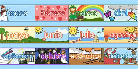 Months Of The Year In Spanish Display Border Twinkl
